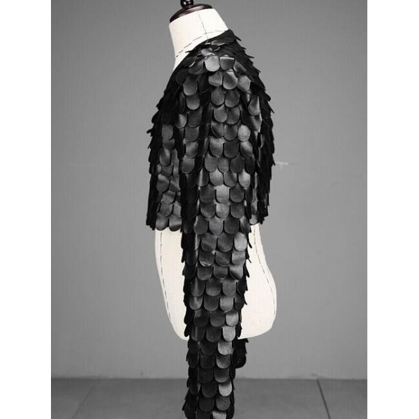 Black leather fish scales fashion men's male competition performance ...