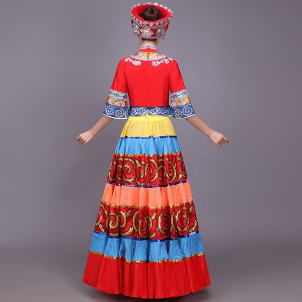 Women Girl Ancient Traditional Chinese Folk Dance cosplay Costumes Miao ...