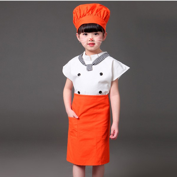 Green orange kids chef costume for children chef school performance ...