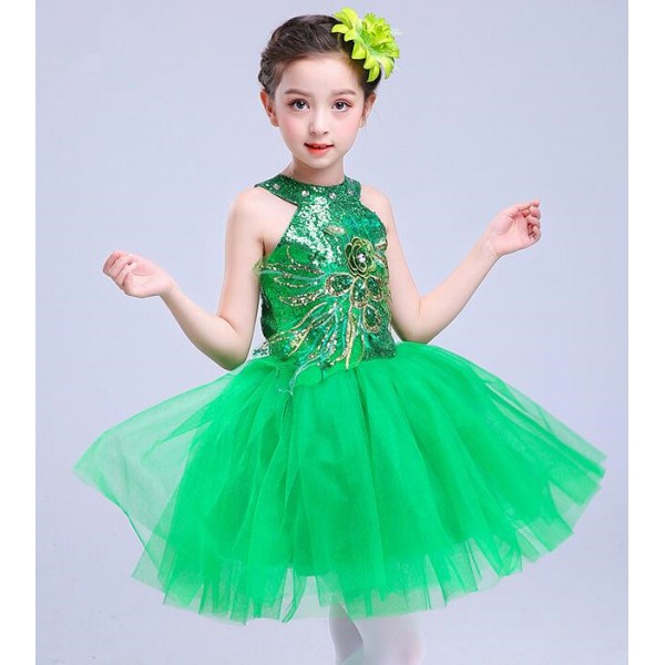 Modern dance jazz dresses for girls kids children stage performance ...
