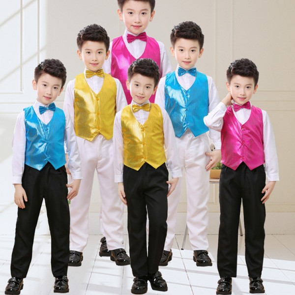 Kids modern dance outfits boys jazz singers chorus stage performance ...