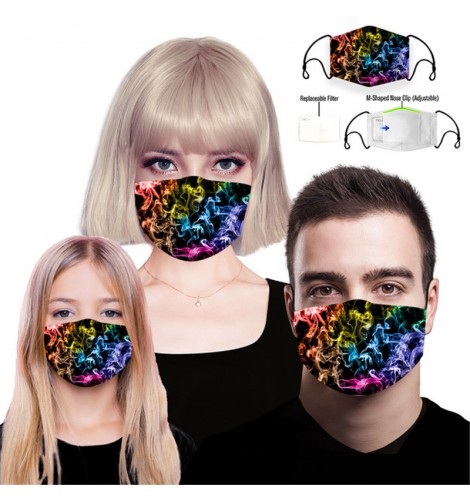 2PCS reusable face masks for unisex rainbow colorful printed washable ...