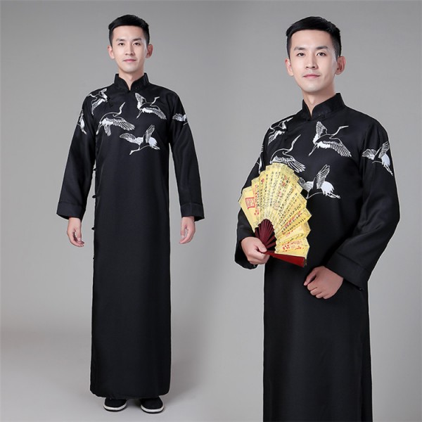 Men's chinese folk dance qipao dresses stage performance drama cosplay ...