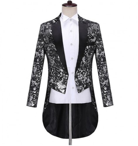 Men's leopard stage performance tuxedo coats competition singers jazz ...