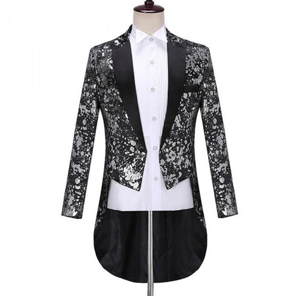 Men's leopard stage performance tuxedo coats competition singers jazz ...