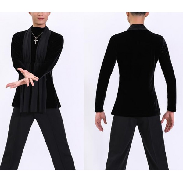 Latin Dance Shirt : Men's black velvet latin ballroom dance shirts ...