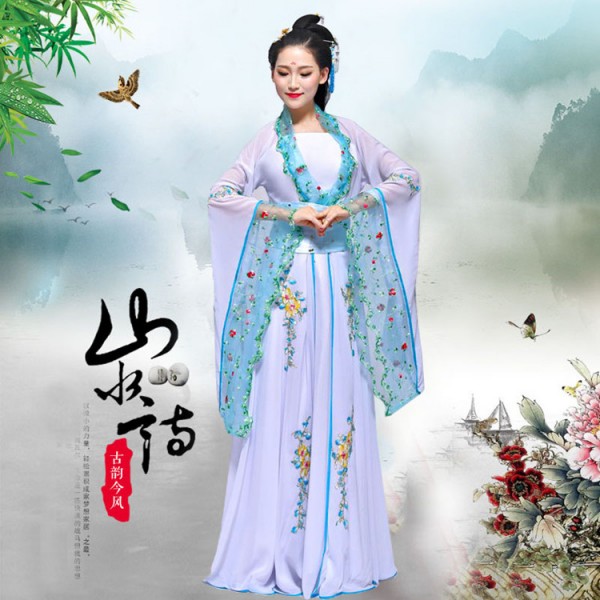 Women's chinese folk dance white dance costumes ancient traditional ...