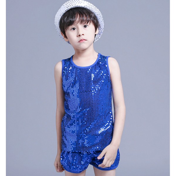 Kids Stage wear Modern dance outfits for Girls royal blue Jazz Dancing ...