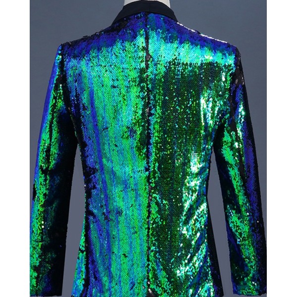 Men's singers dancing blazers green blue gold sequin paillette modern ...