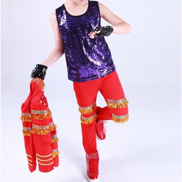 Boys jazz dance costumes host chorus singers red white England style ...