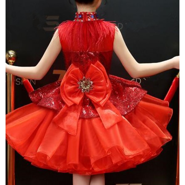 Modern dance singer host chorus solo dresses for girls children kids ...
