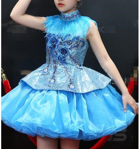 Modern dance singer host chorus solo dresses for girls children kids ...