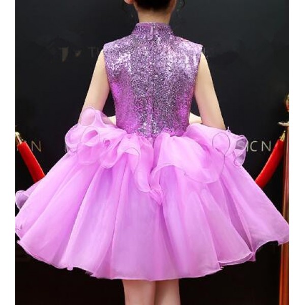 Girls jazz modern dance singers host solo dresses stage flower girls ...