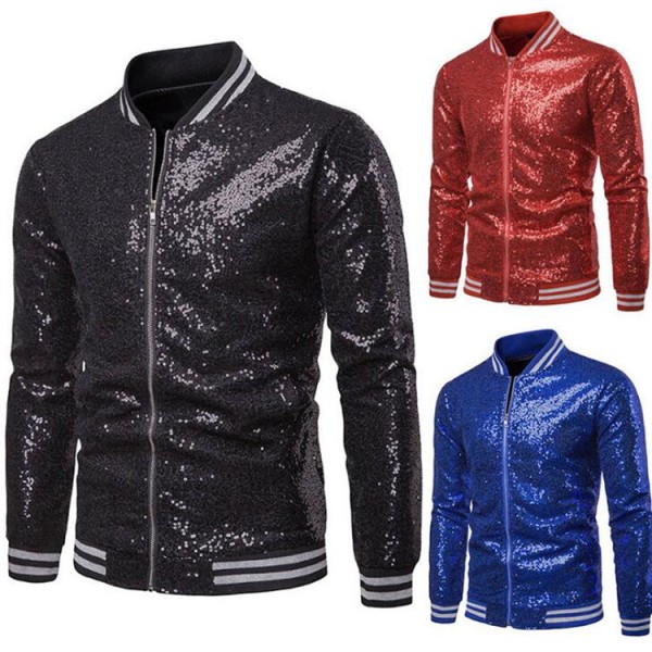 Men's jazz dance jacket paillette gold blue red silver hiphop modern ...