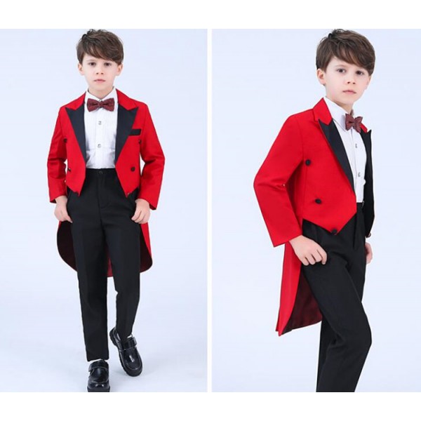 Boy's singer piano suits host magician flower boys stage performance ...