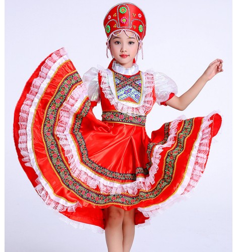 Girls Russian folk dance costumes dress European palace princess party ...
