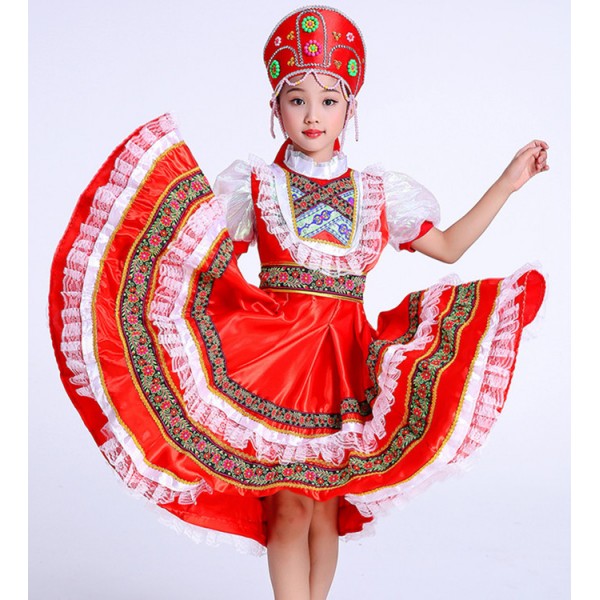 Girls Russian folk dance costumes dress European palace princess party ...