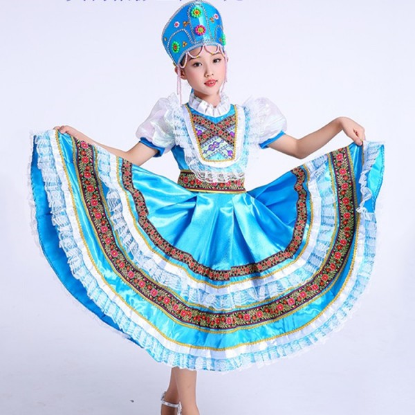 Girls Russian folk dance costumes dress European palace princess party ...