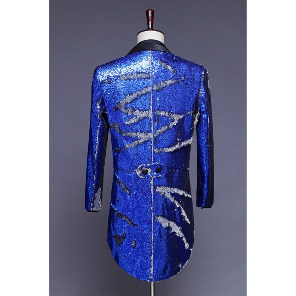 Men's jazz modern dance paillette coats male host singers magician ...