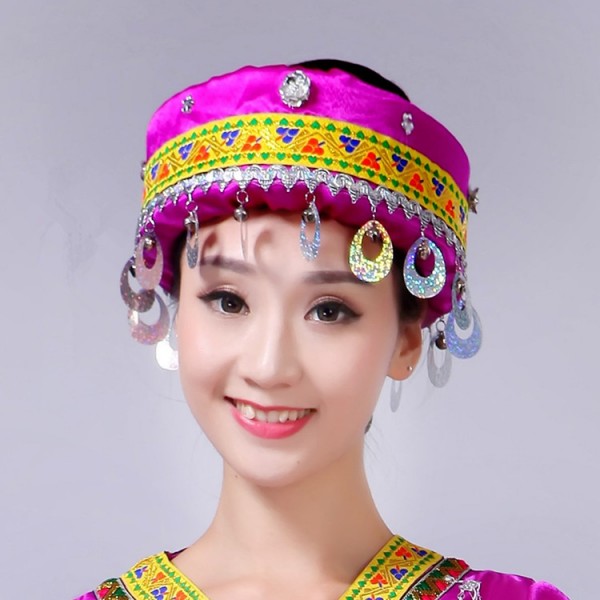 Women's Chinese Miao Hong minority folk dance headdress hats