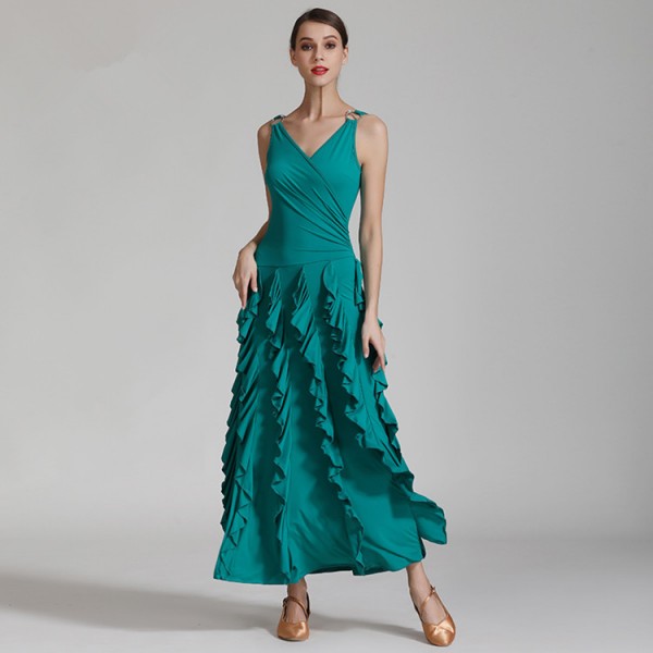 Women's wine colored modern dance ballroom dancing dresses stage ...