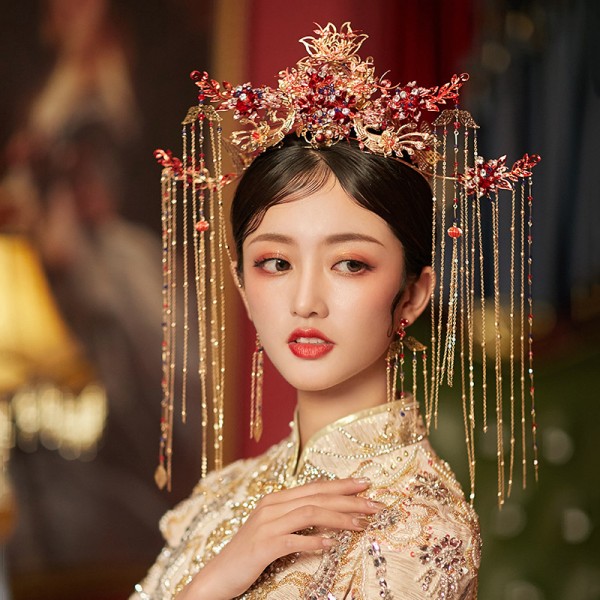 Chinese wedding party bridal phoenix crown hair accessories ancient ...