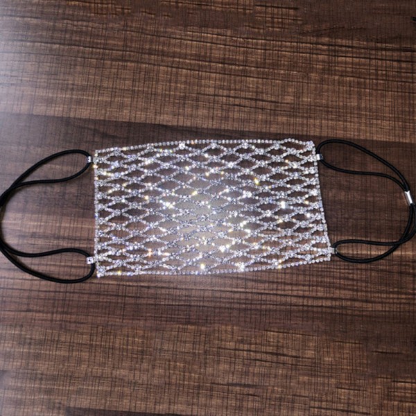 Women's rhinestones face masks masquerade bling hollow fashion mask for ...