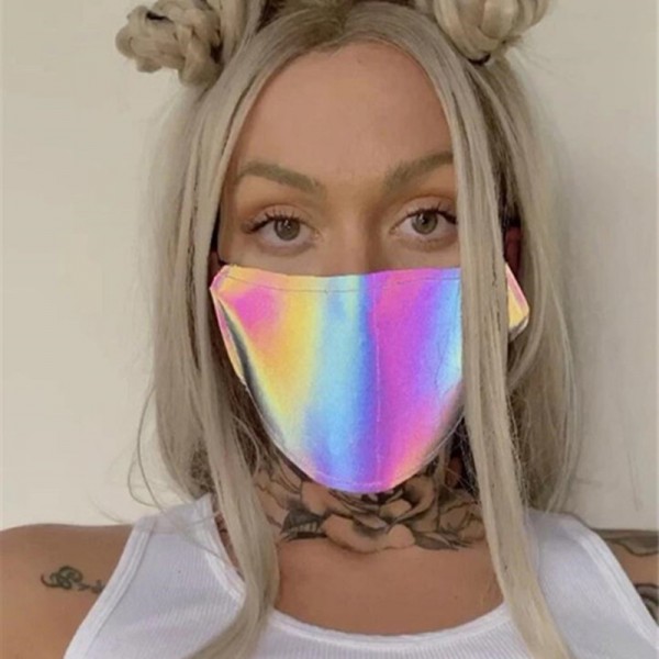 2PCS glitter rainbow shiny reusable face masks for unisex stage ...