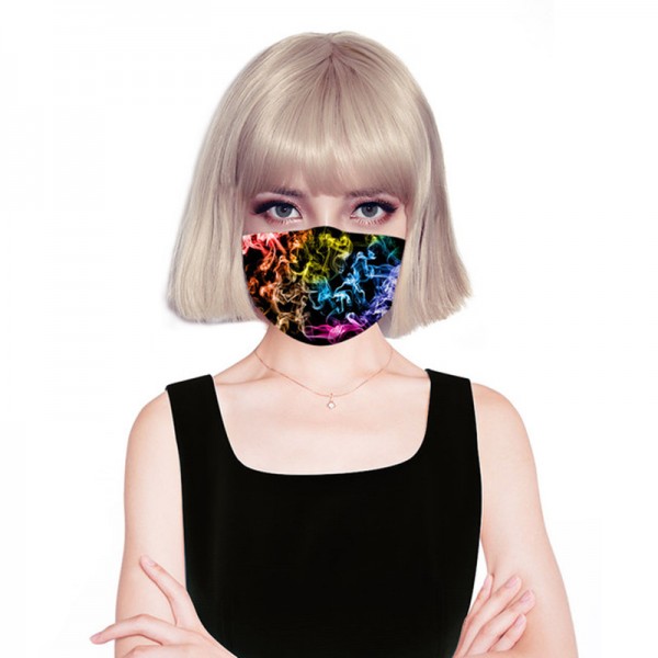 2PCS reusable face masks for unisex rainbow colorful printed washable ...