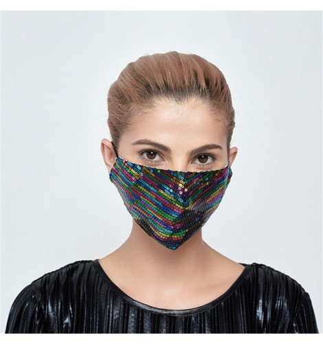 2pcs silver sequins Reusable face masks for unisex fashion glitter ...