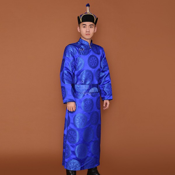 Mongolian dance robe for male satin long Mongolian clothing ethnic ...