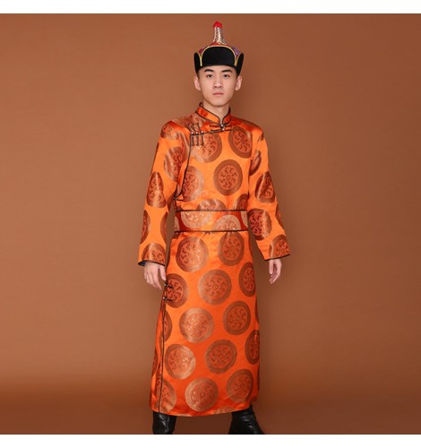 Mongolian dance robe for male satin long Mongolian clothing ethnic ...