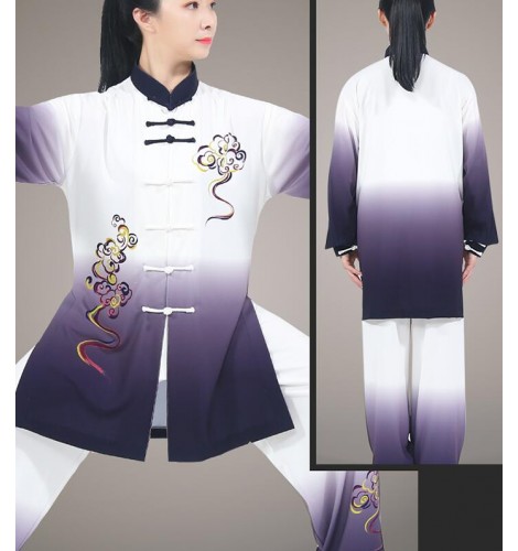 Tai chi clothing china kung fu uniforms for women hot pink red gradient ...