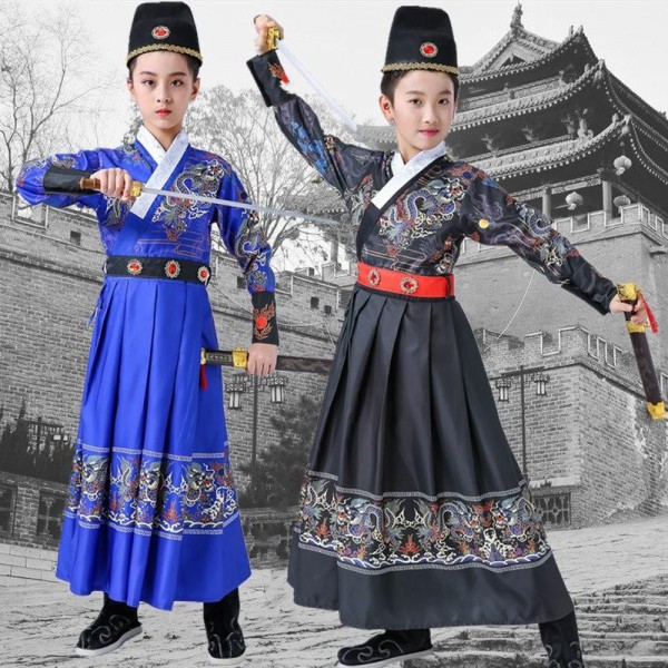 girls boys red black blue chinese hanfu swordsman knight drama cospay ...
