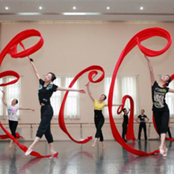 Chinese traditional folk dancing long ribbons with sticks red ribbons ...