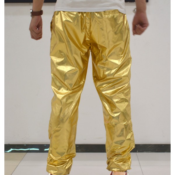 Men's jazz hiphop dance leather pants rapper singer modern dance gogo ...