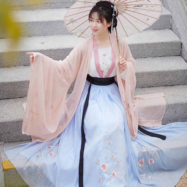 Women red pink chinese hanfu han qing tang dynasty chinese folk ...