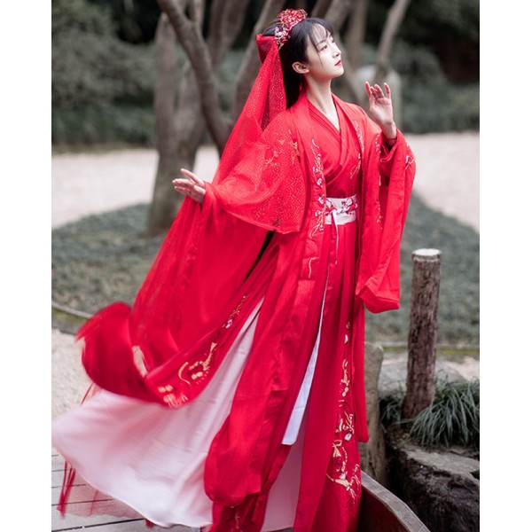 Red color Hanfu for women female Chinese Tang Han Ming Song fairy ...