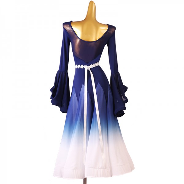 Women girls navy blue gradient colored ballroom dance dress waltz tango ...