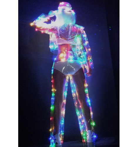 Women young girls jazz dance led light costumes Nightclub DS ...