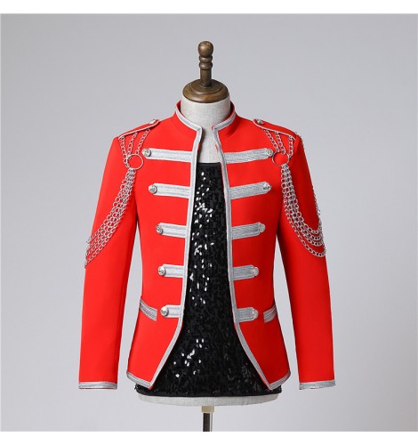 Men's youth group dancers jazz dance stage performance red black ...