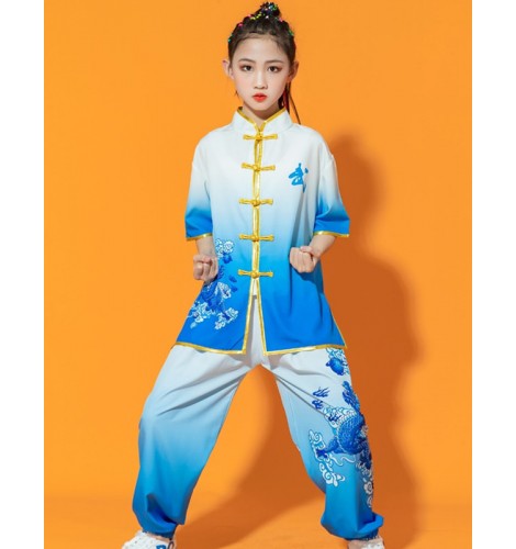 Children Boy Girls Chinese Dragon Kung fu Uniforms martial arts Wushu ...