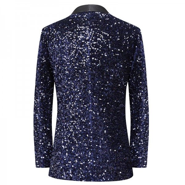 Men's youth young man navy sequined jazz dance blazers gogo dancer host ...