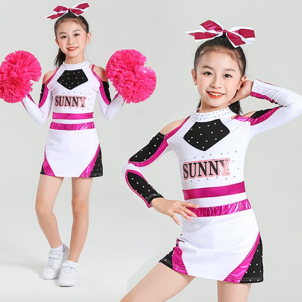 White pink Cheerleader girls kids performance exercises Cheerleading ...