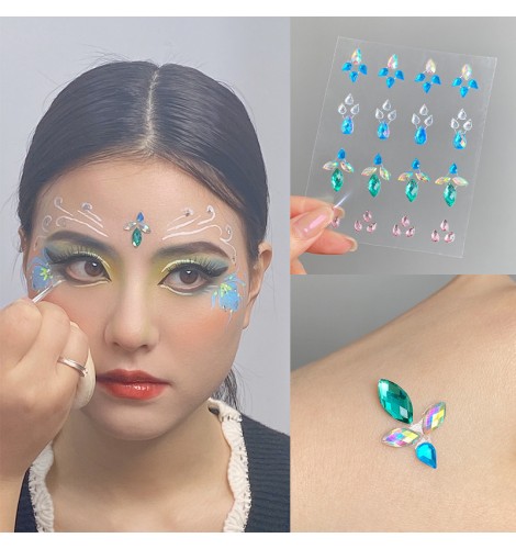Gemstones face ornaments sticker for women girls kids stage performance ...