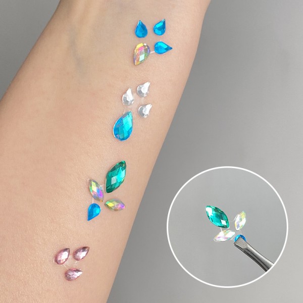 Gemstones face ornaments sticker for women girls kids stage performance ...