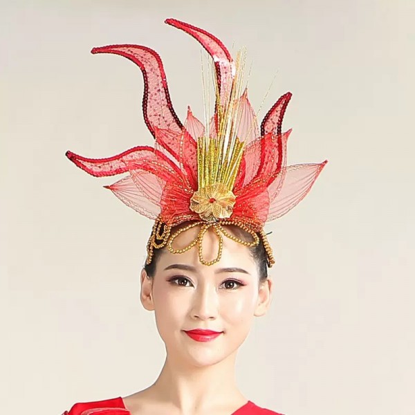 Women girls spanish flamenco dance headdress petals stage performance ...