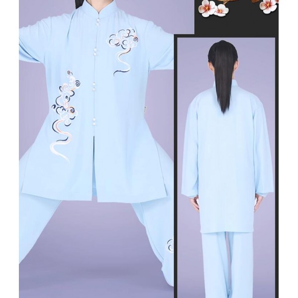 Blue Tai Chi Clothing for women chinese dragon kung fu martial arts ...