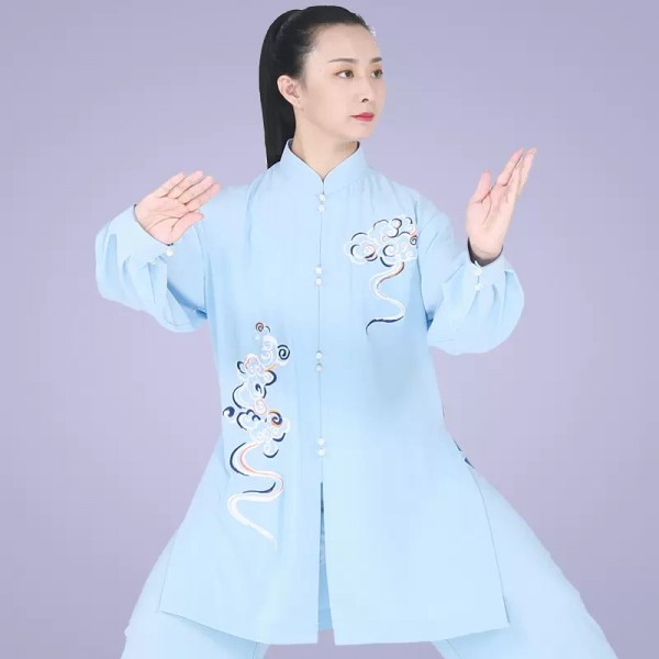 Blue Tai Chi Clothing for women chinese dragon kung fu martial arts ...