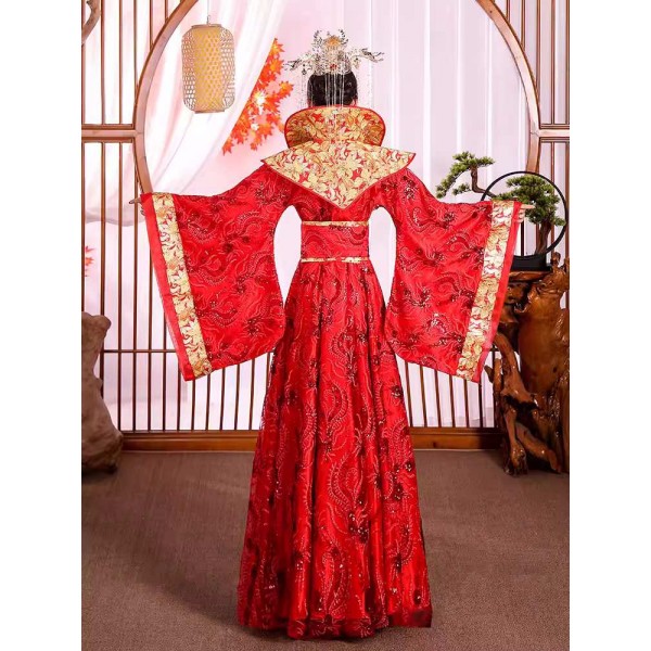 Red Gold Chinese traditional Classical Empress Dresses for women girls ...
